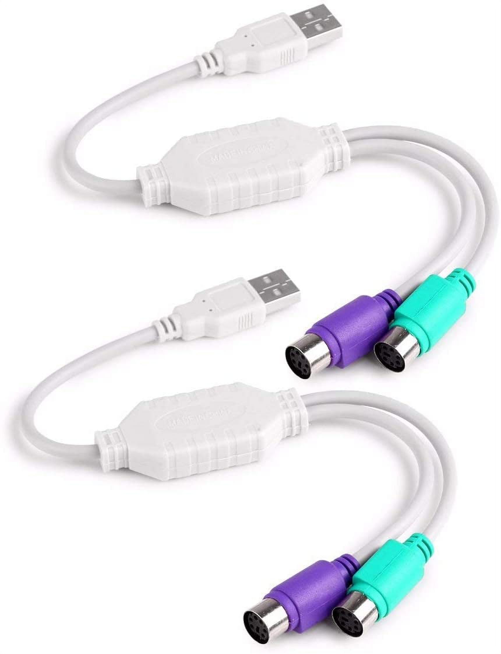 2PCS USB to PS-2 Cable Adapter 4-pin Type A Male USB to 2 x 6-pin mini ...