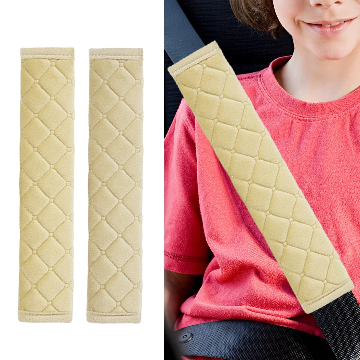 2PCS Universal Car Seatbelt Strap Cover, Long Crystal Velvet Shoulder ...