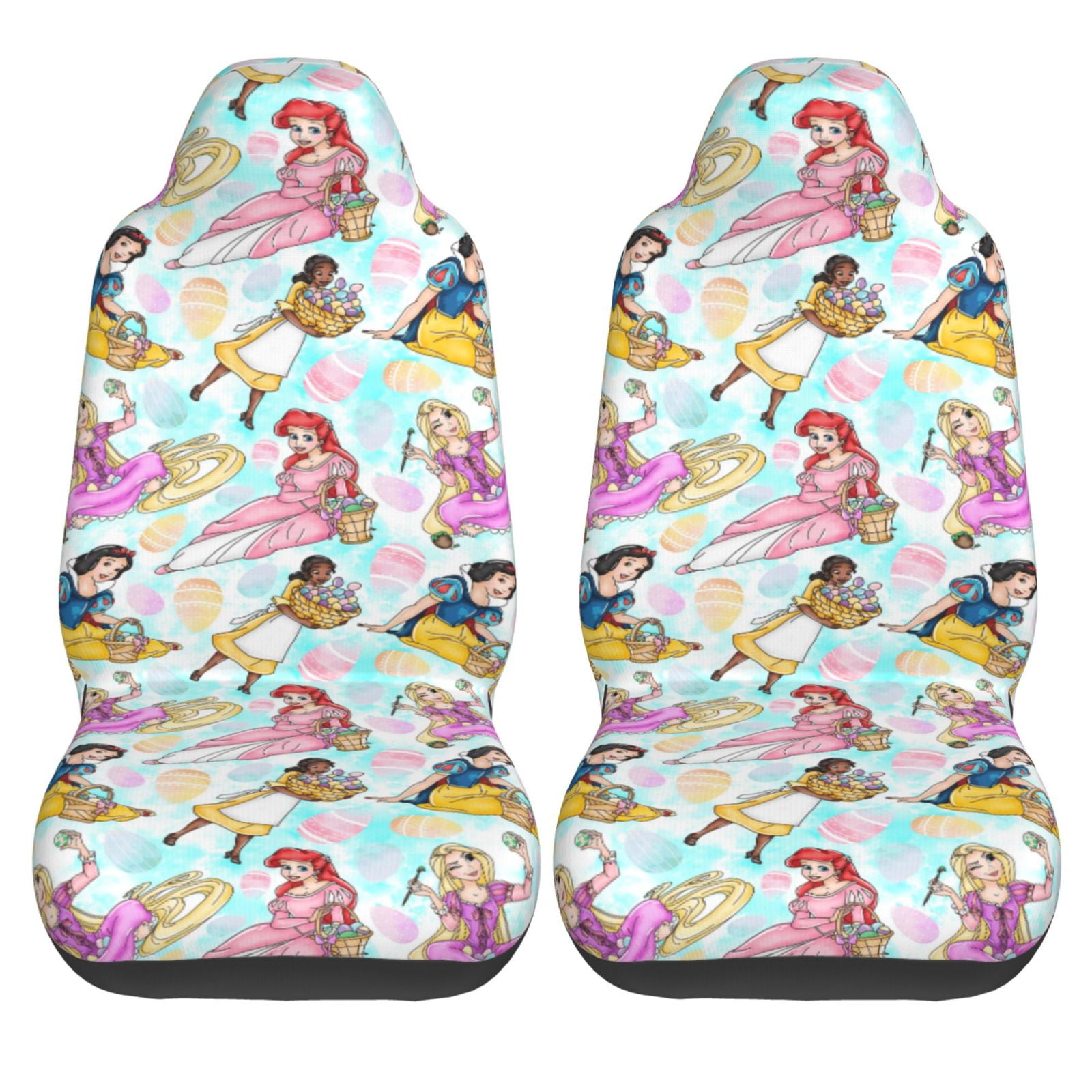 2PCS Universal Fit Car Seat Covers, Beauty Princess Print Car Seat ...