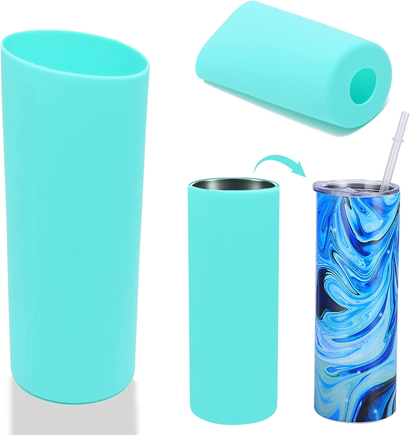 2PCS Unseamed Silicone Wrap for Sublimation Tumblers 20oz Reusable ...