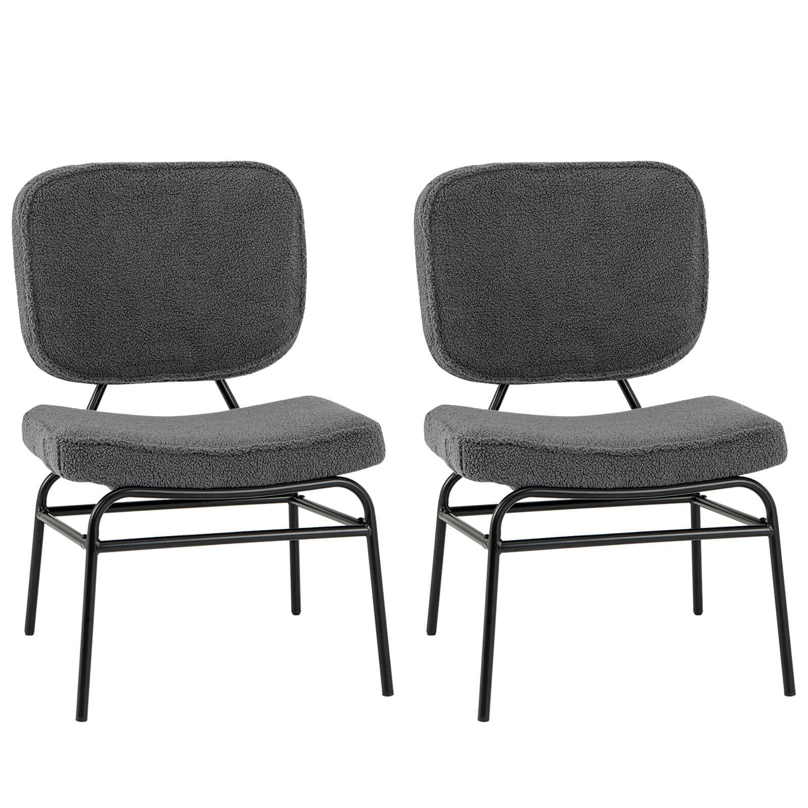 2PCS Upholstered Accent Chair w/ Sponge Padding Adjustable Foot Pads ...