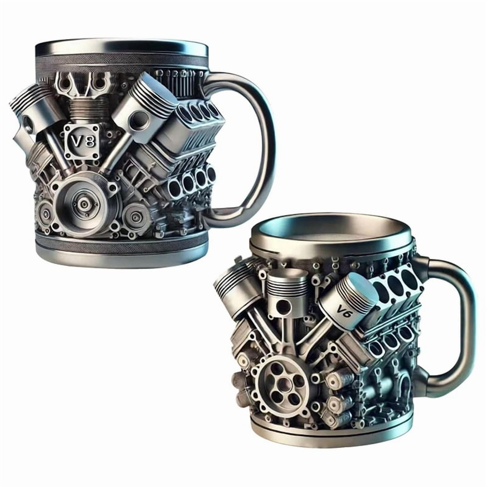 2PCS V6 & V8 Engine Coffee Mug, Car Engine Coffee Cup with Insulated ...