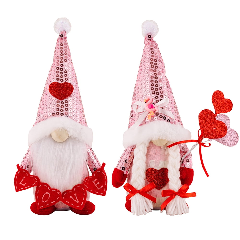 2PCS Valentines Day Gnome Plush Decorations, Cute Handmade Gnome Doll ...