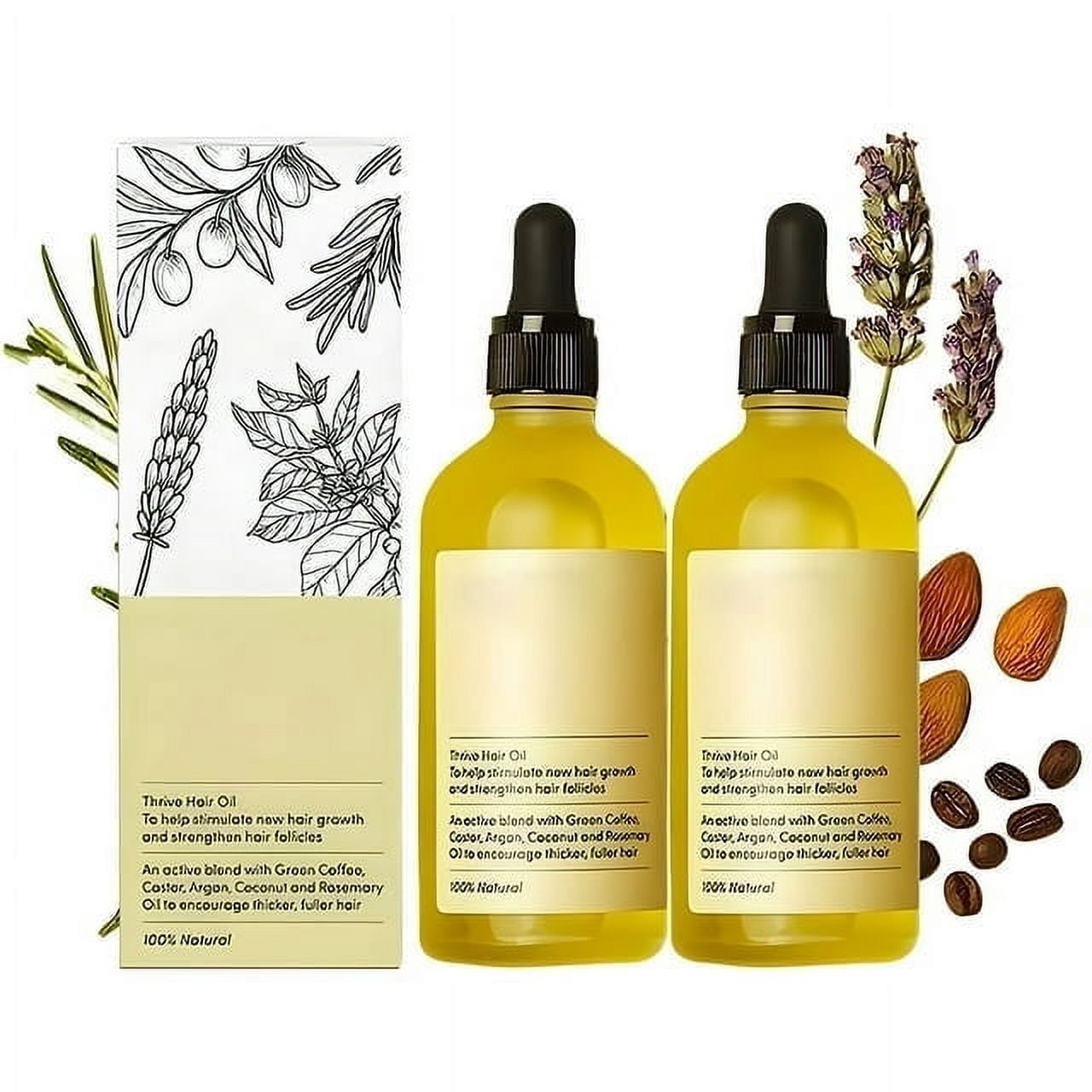 2PCS Veganic Natural Hair Growth Oil, Rosemary Oil For Hair Growth ...