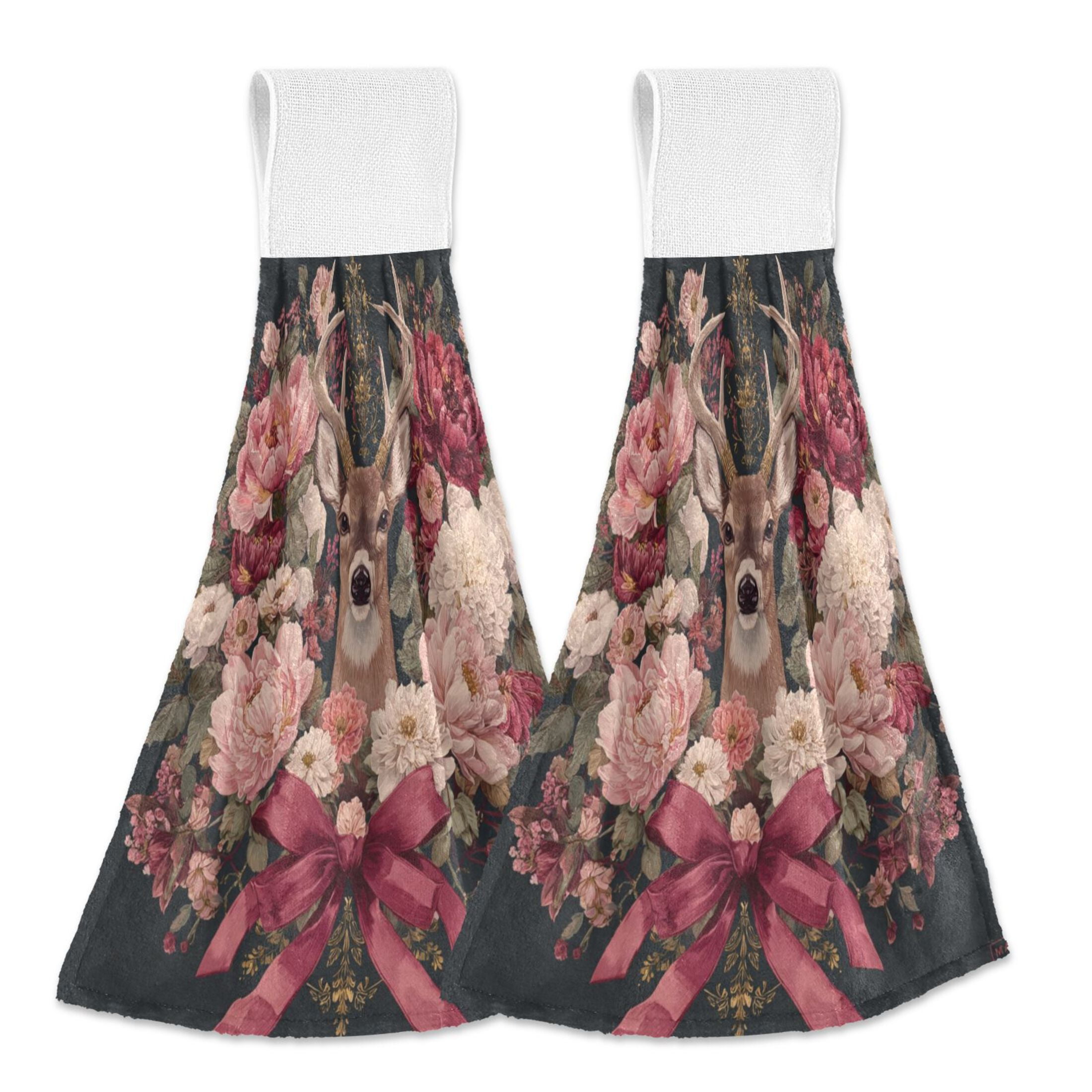 2PCS Velcro Hangable Hand Towels Quick-Drying Hanging Kitchen Towels ...