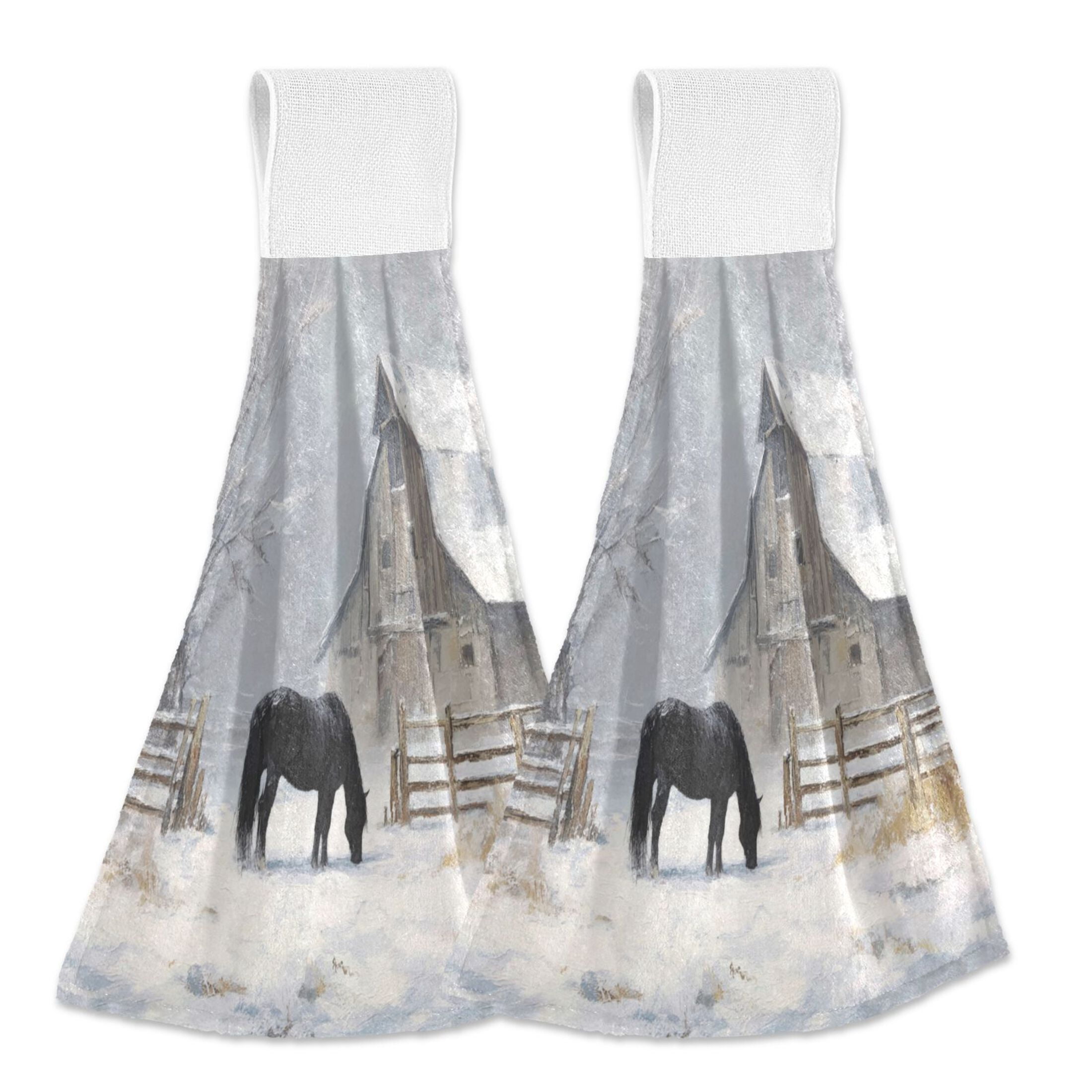 2PCS Velcro Hangable Hand Towels Quick-Drying Hanging Kitchen Towels ...