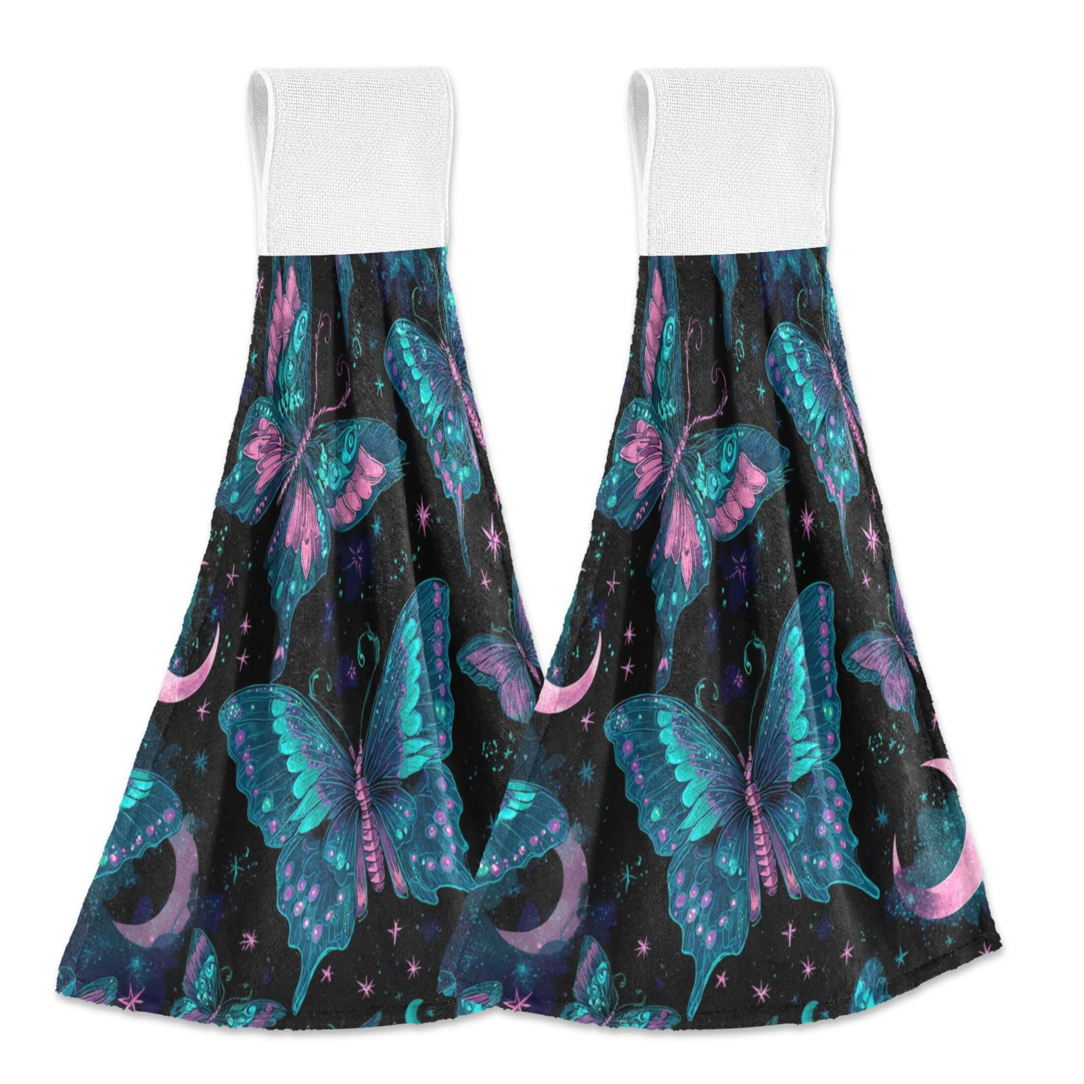 2PCS Velcro Hangable Hand Towels Quick-Drying Hanging Kitchen Towels ...