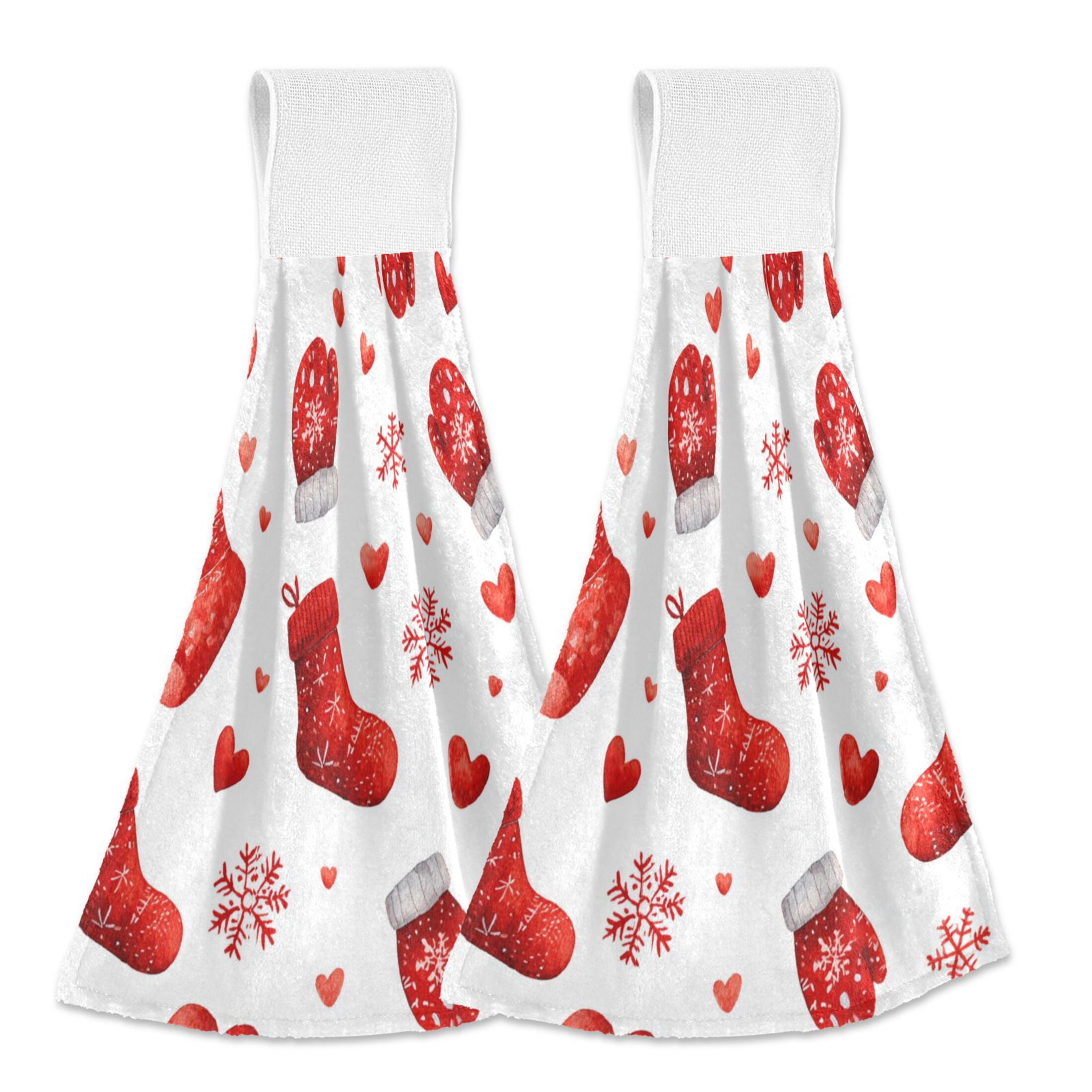 2PCS Velcro Hangable Hand Towels Quick-Drying Hanging Kitchen Towels ...