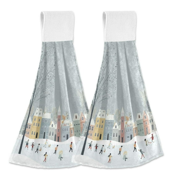 2PCS Velcro Hangable Hand Towels Quick-Drying Hanging Kitchen Towels ...