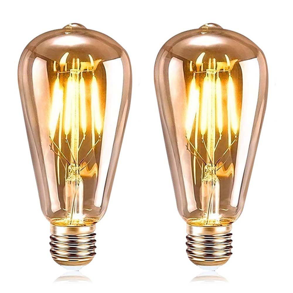 2PCS Vintage Edison Bulbs E27 ST64 LED filament Bulbs 2700K Retro ...
