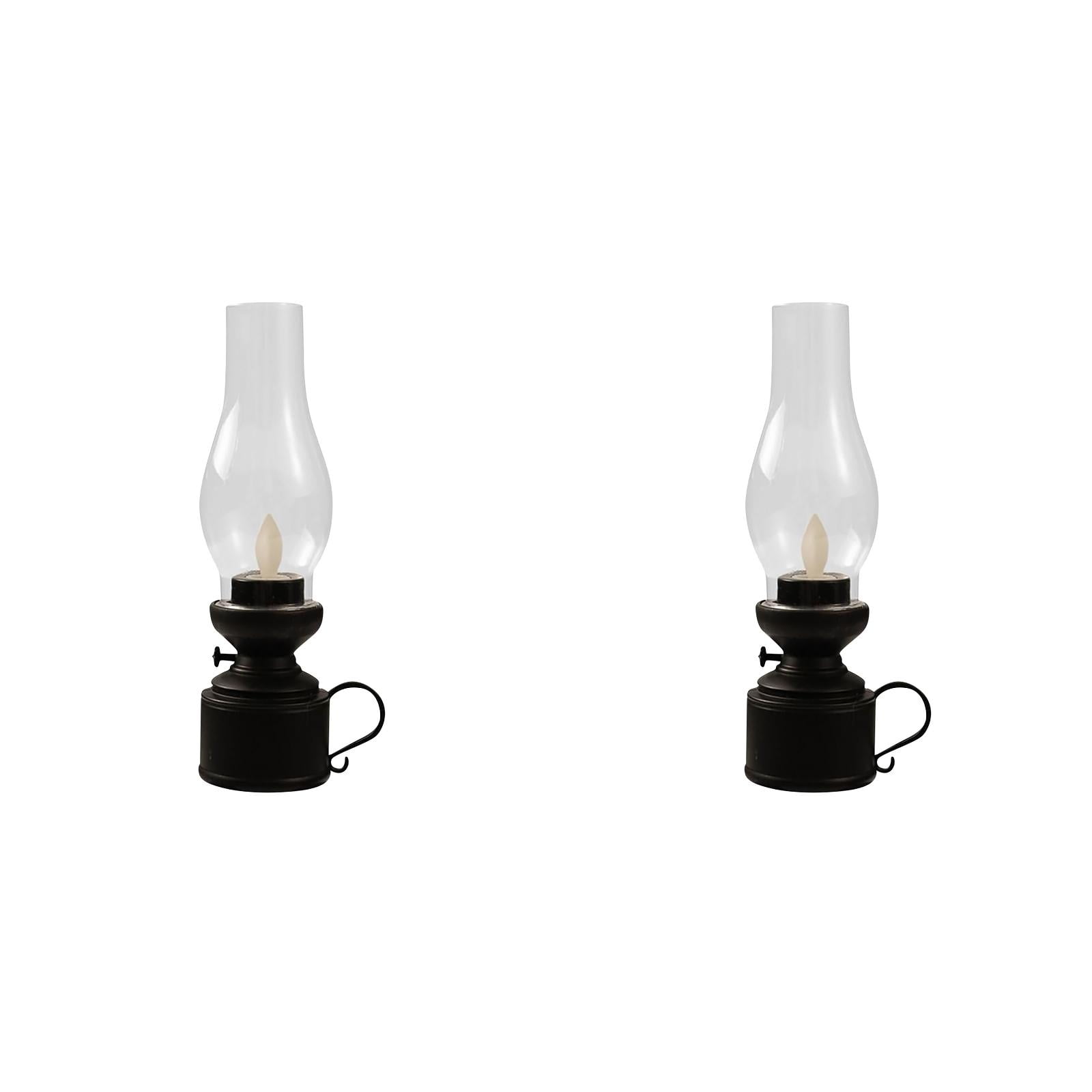 2PCS Vintage LED Kerosene Lamp - Flameless Table Lantern with Clear ...