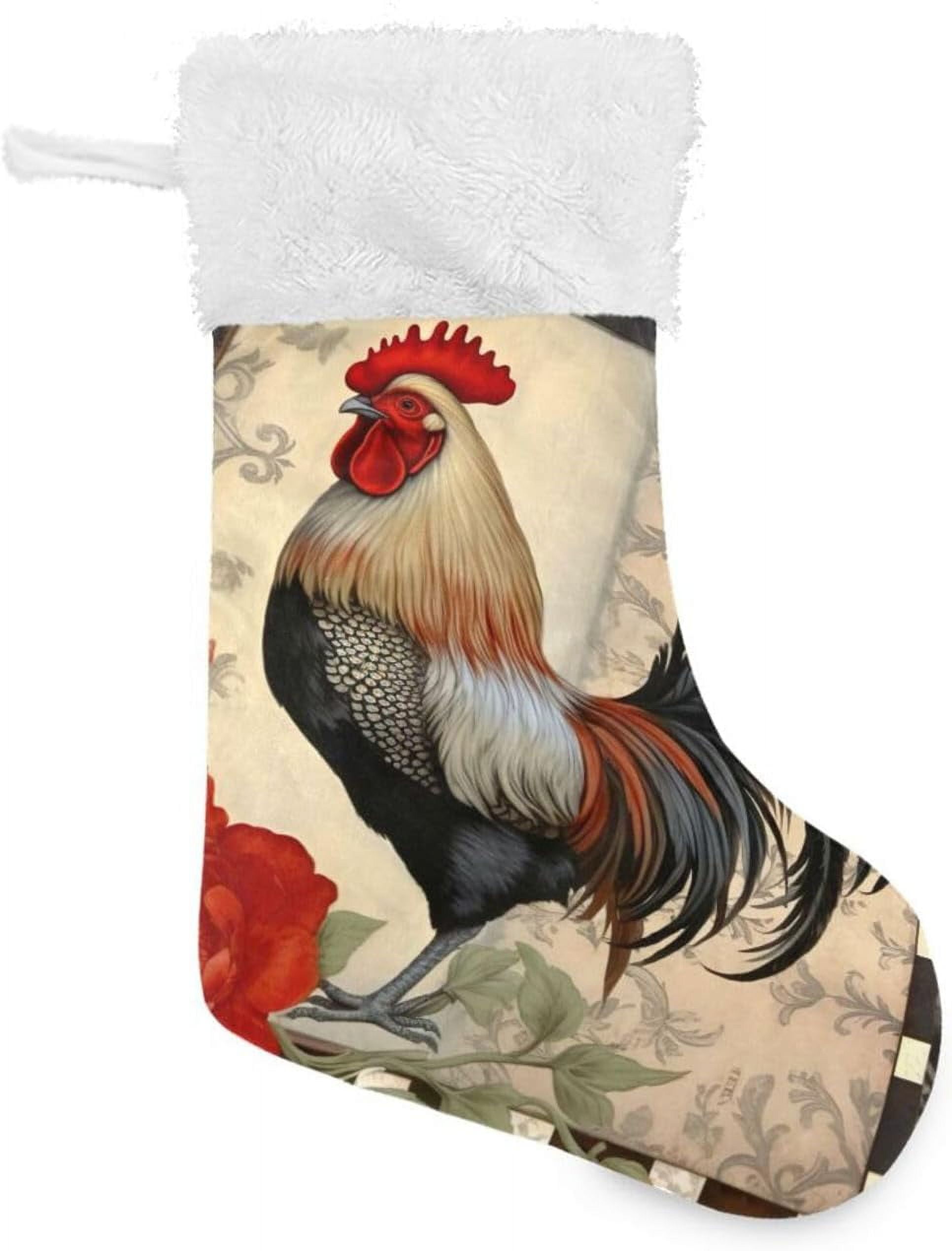 2PCS Vintage Rooster Christmas Stockings Personalized 18”Large with ...