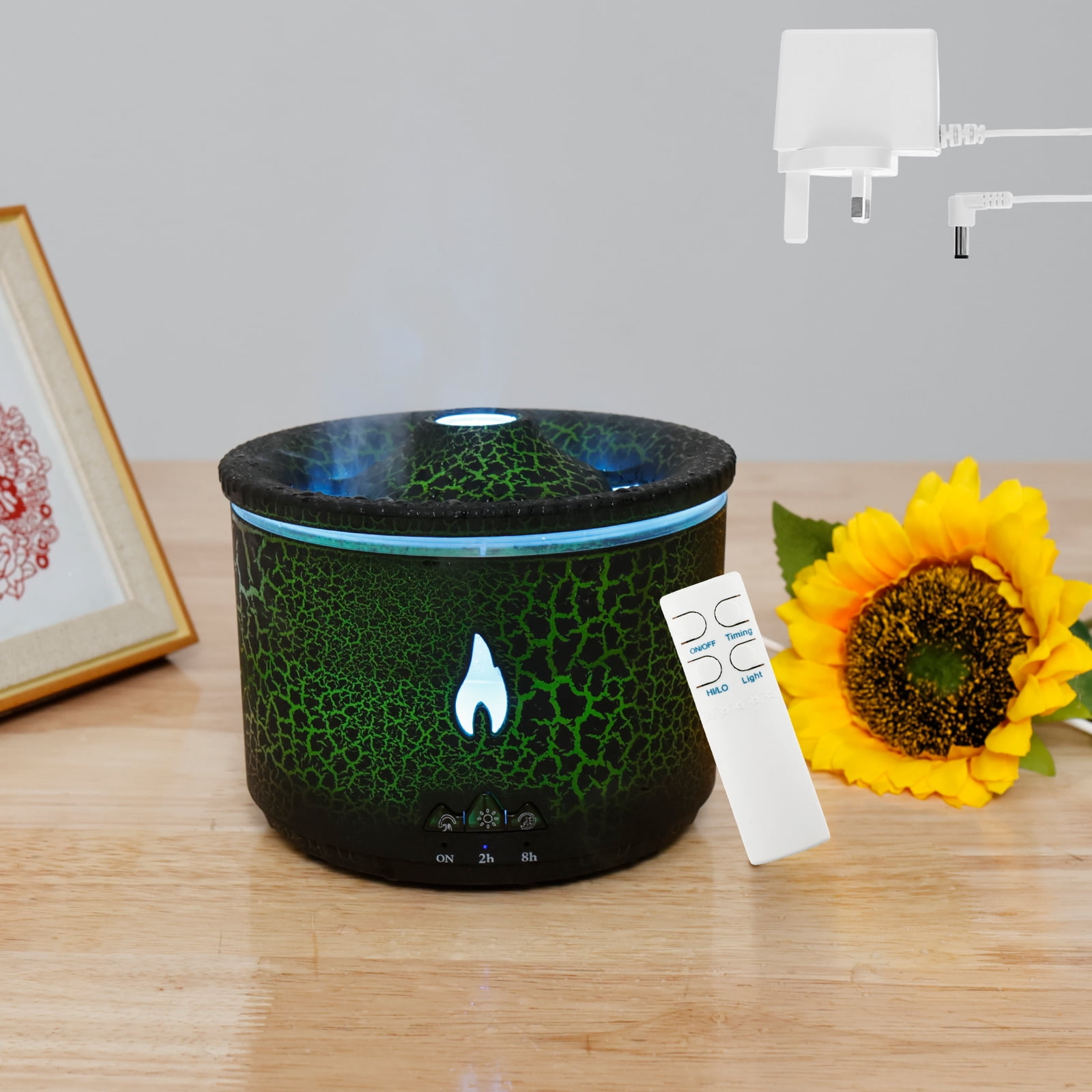 2PCS Volcano Humidifier 360ml Flame Fire Essential Oil Diffuser with 2 ...