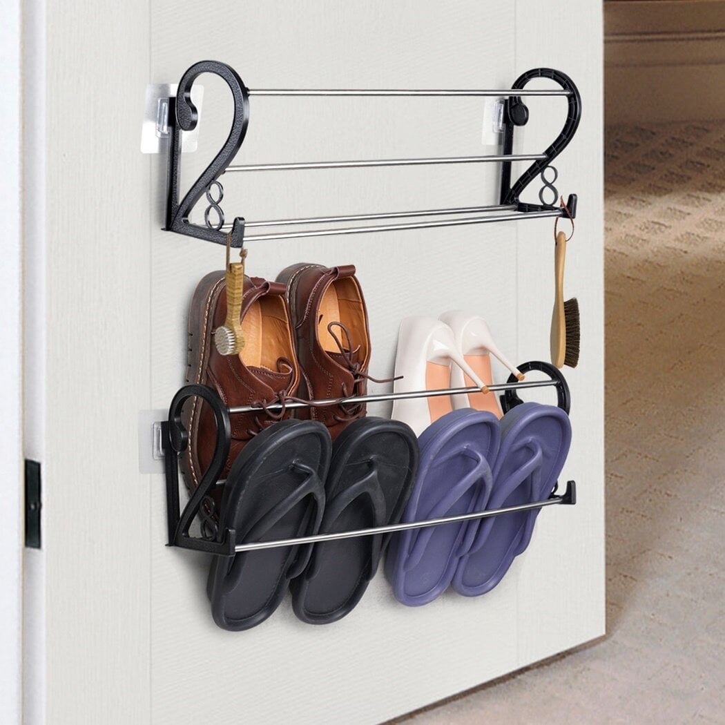 2PCS Wall Mounted Shoe Racks, Punch Free Door Hanging Shoe Organizers ...