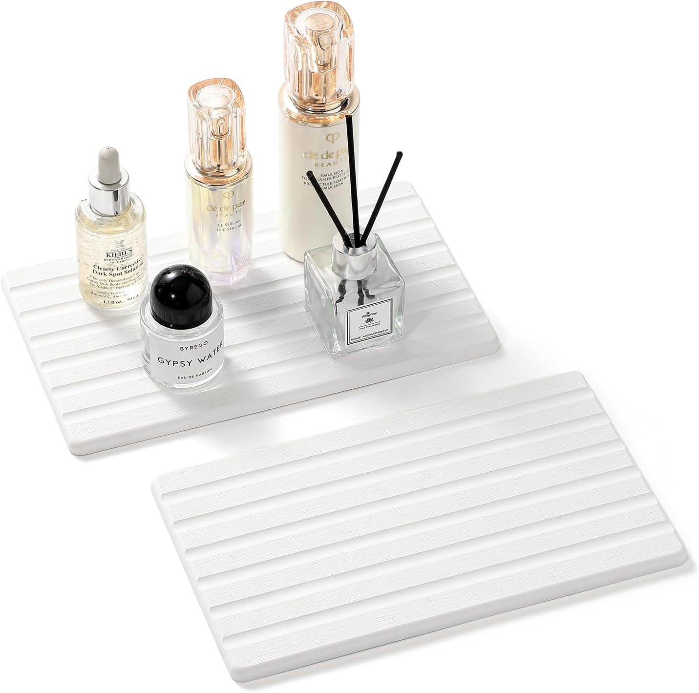 2PCS Water Absorbing Stone Drying Tray Mat for Bathroom Sink & Kitchen ...