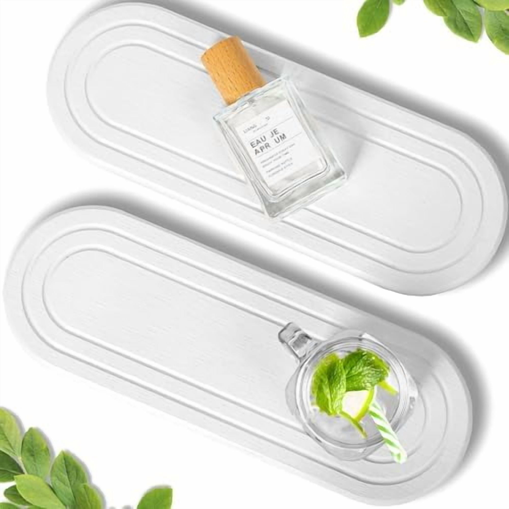 2PCS Water Absorbing Stone Tray, Fast Drying Diatomite Stone Sink Tray ...