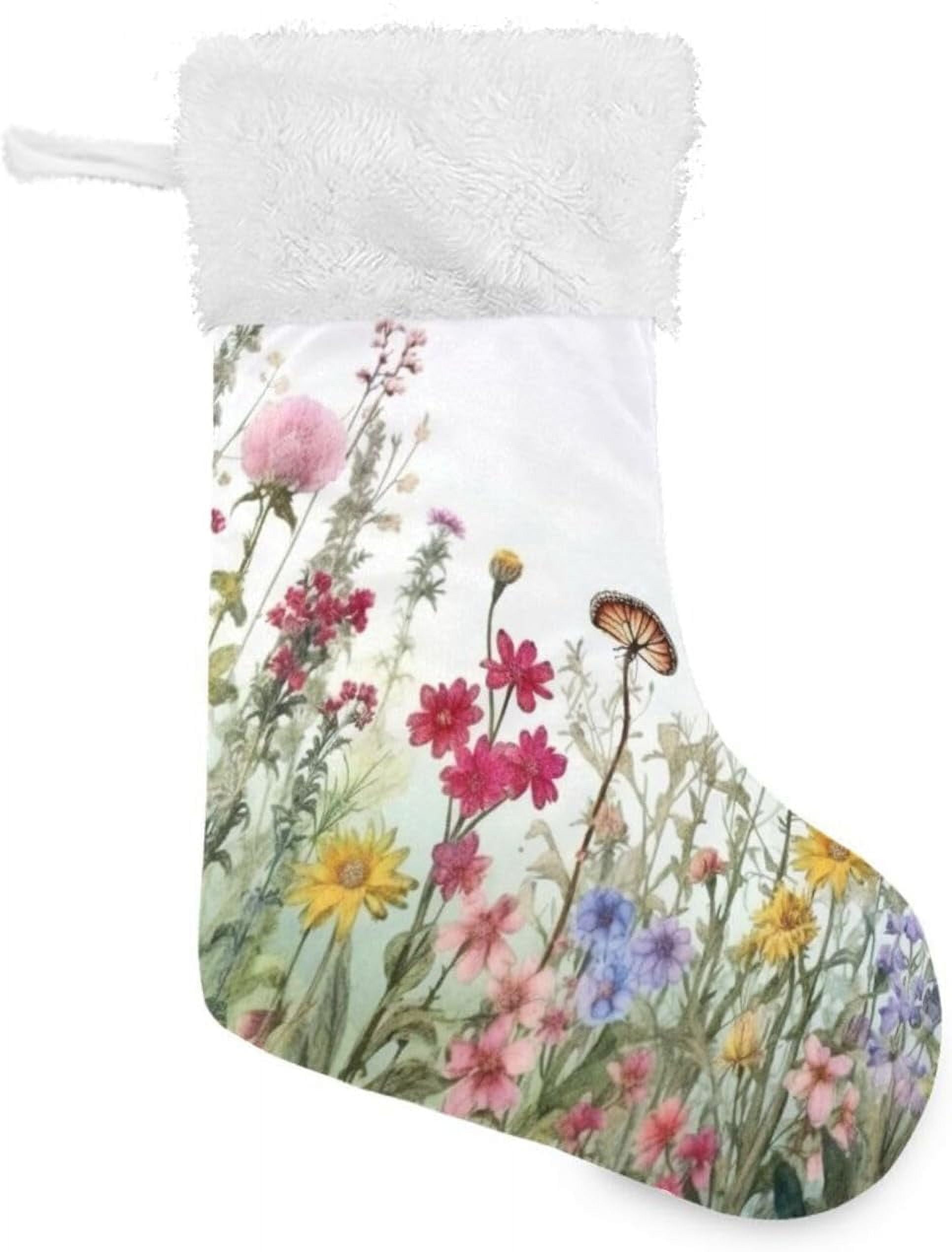 2PCS Watercolor Flower Christmas Stockings Personalized 18”Large with ...