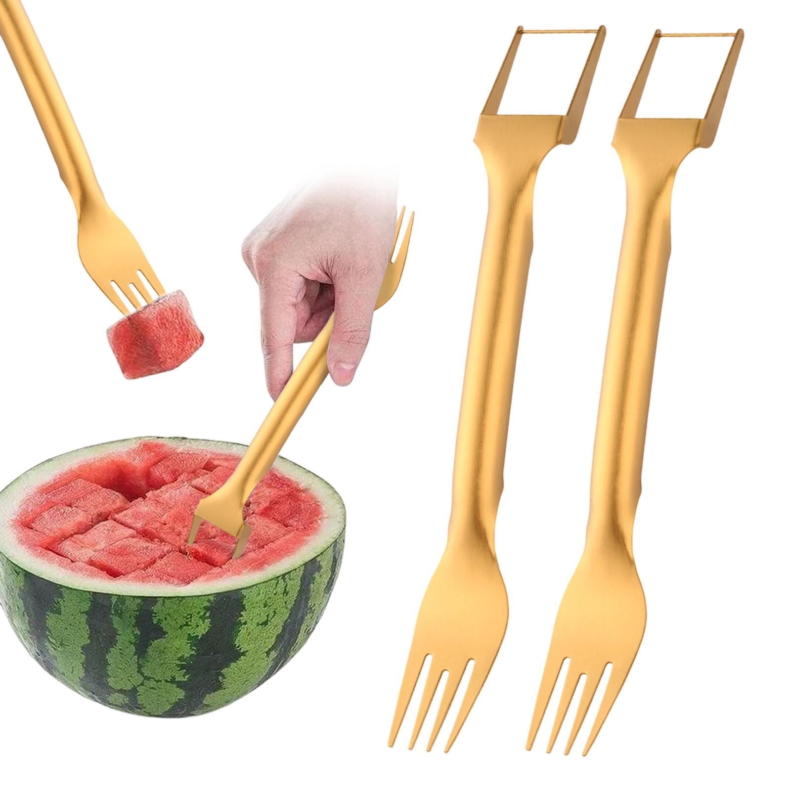 2PCS Watermelon Cutter, In One Stainless Cutter Head Watermelon Fork ...