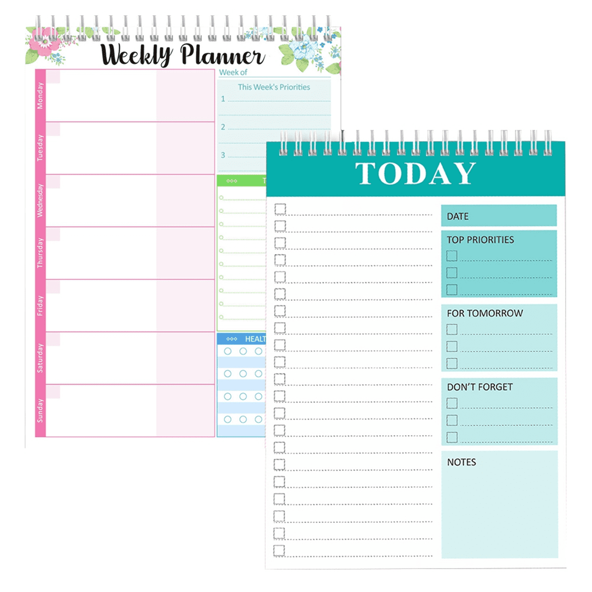 2PCS Weekly Planner Notepad and Today Notebook 52 Sheets, Undated to Do ...