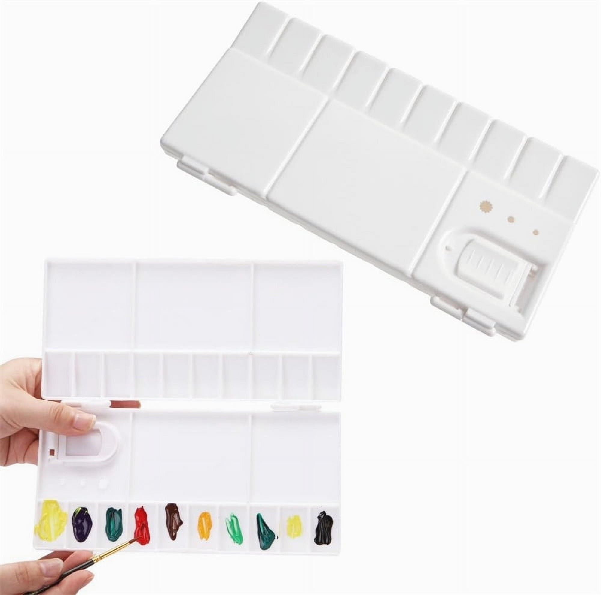 2PCS White Plastic Paint Tray,Folding Watercolor Paint Palette with Lid ...