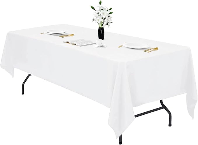 2PCS White Table Cloth for Rectangle Table - 60 x 84 Inch Tablecloths ...