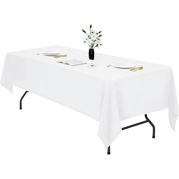2PCS White Table Cloth for Rectangle Table - 60 x 84 Inch Tablecloths ...