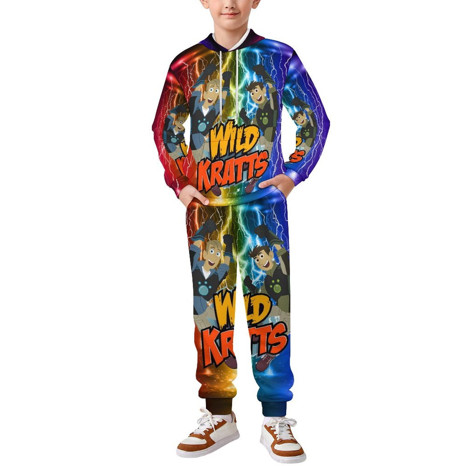 2PCS Wild Animal Kra-,tt2 Tracksuit Outfit Hoodie Sweatshirt & Jogger ...