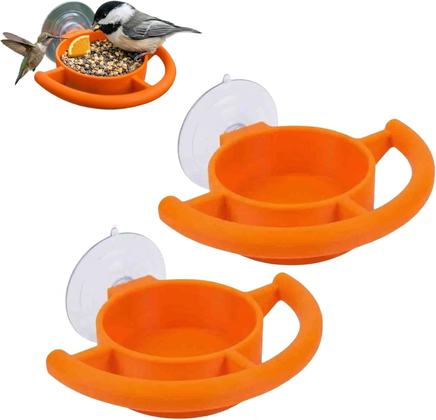 2PCS Window Mounted Bird Feeder with Strong Suction Cups, Weatherproof ...