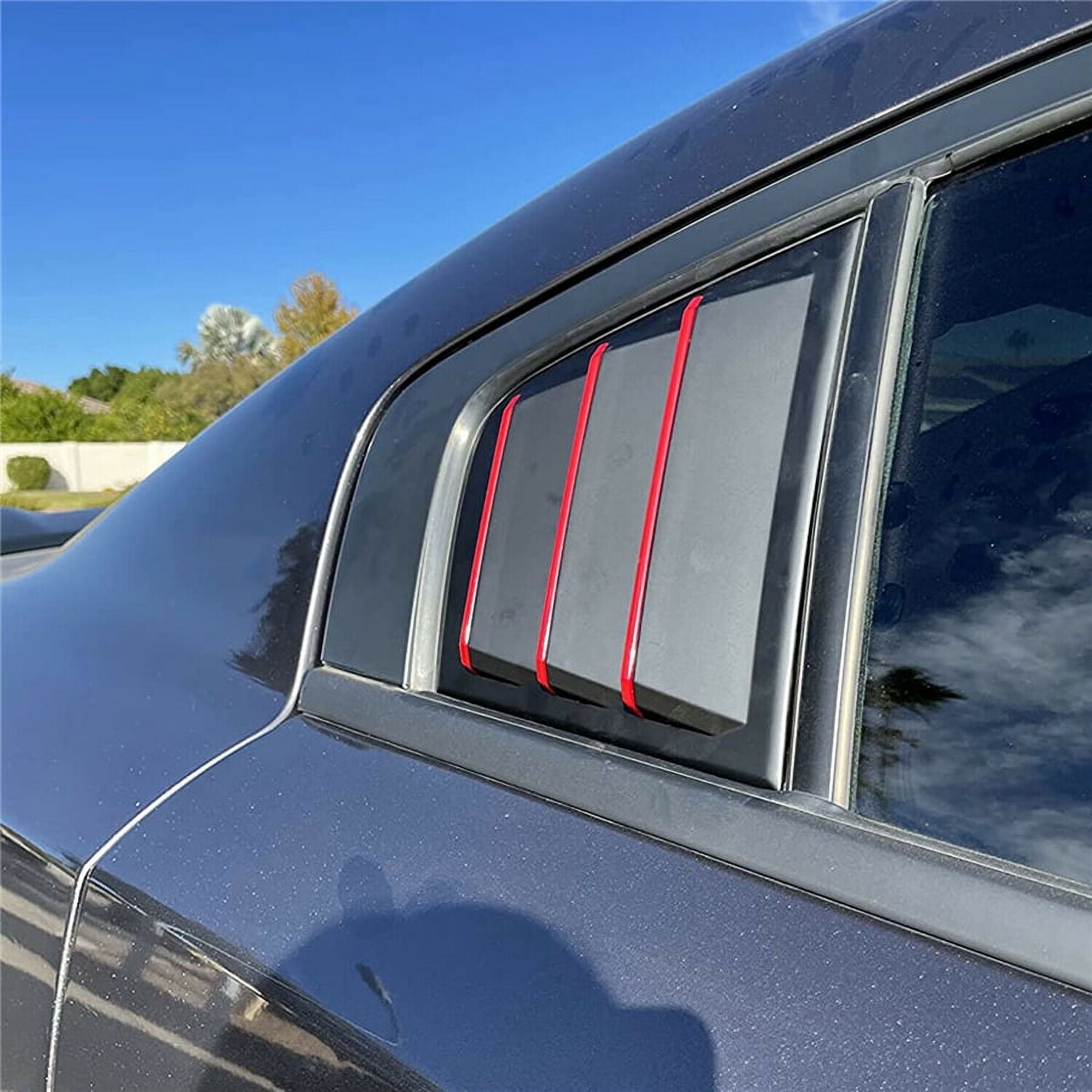 2PCS Window Scoop Side Louver Air Vent Cover Black+Red For 2011-21 ...