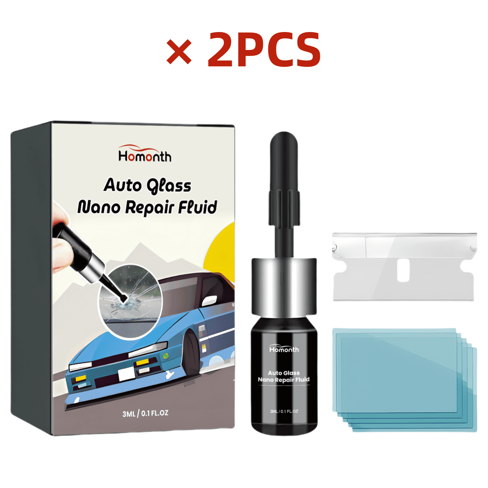 2PCS Windshield Crack Repair Kit, New Cracks Gone Glass Repair Kit ...