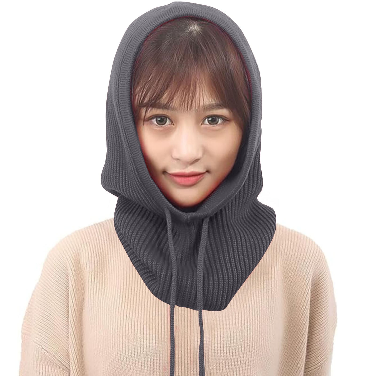 2PCS Winter Ski Knitted Hats Windproof Neck Ears Warmer Scarf Head ...