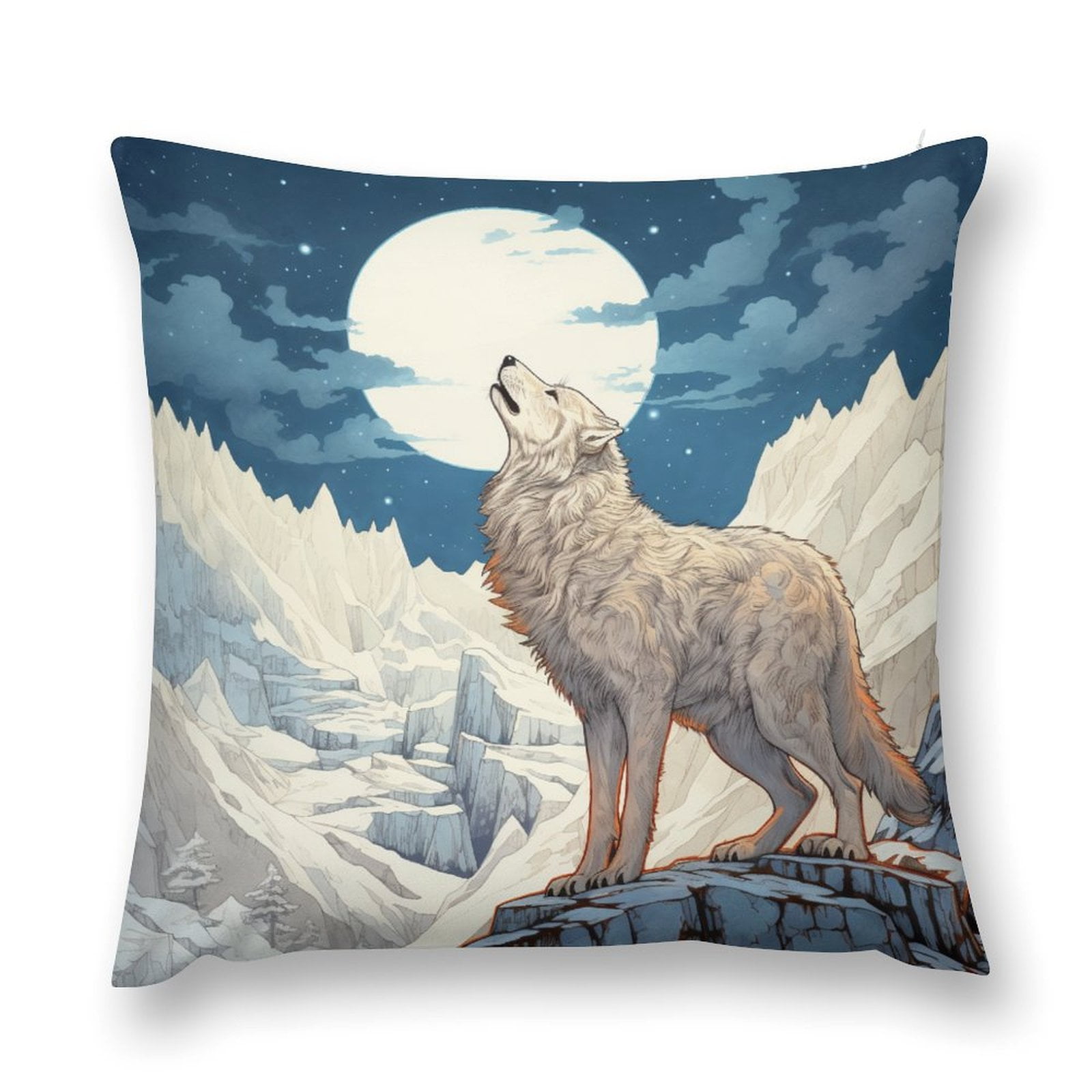 2PCS Wolves in The Moonlight Throw Pillow Cover, 18 X 18 Inch Holiday ...