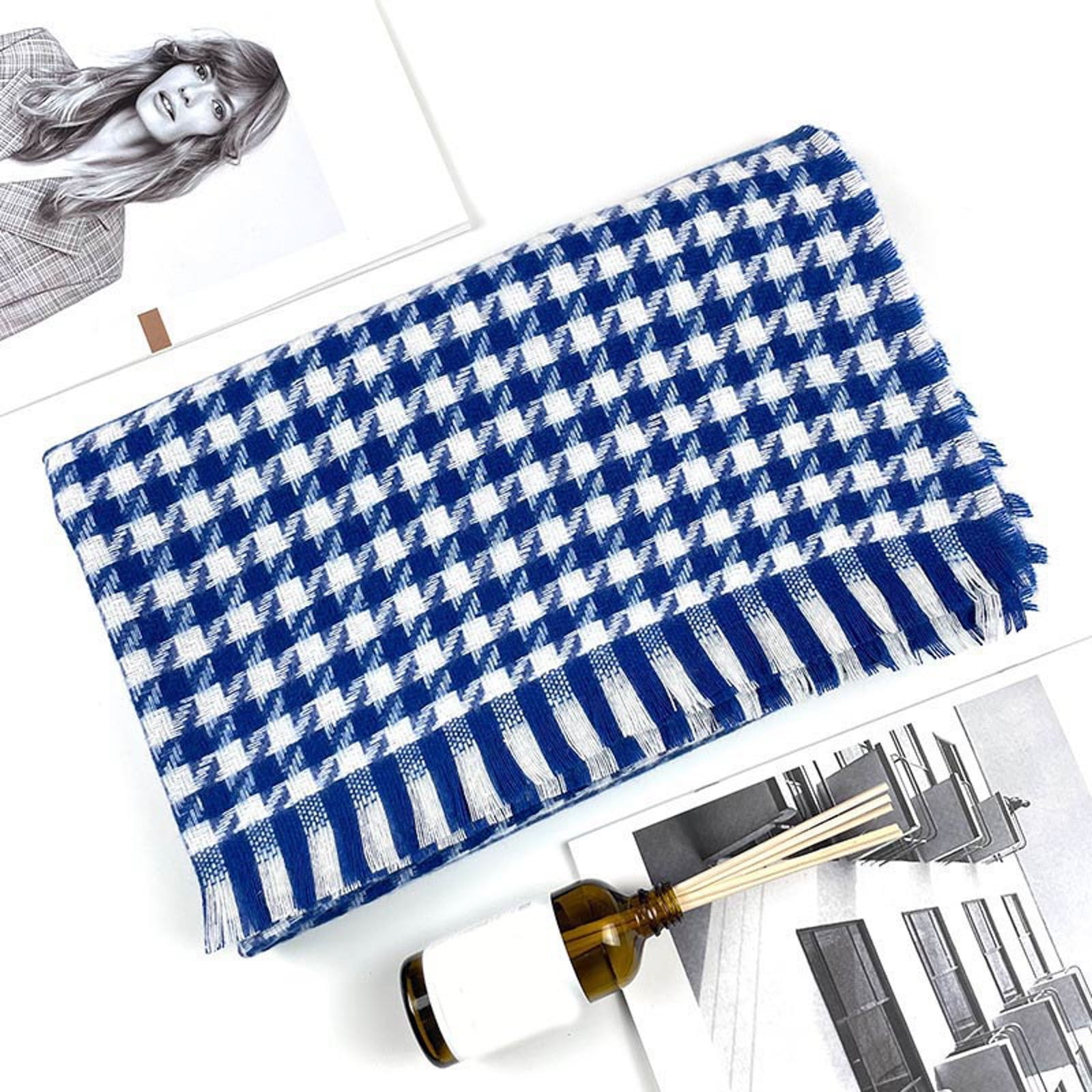 2PCS Women Fashion Long Shawl Grid Winter Warm Chidori GridLarge Scarf ...