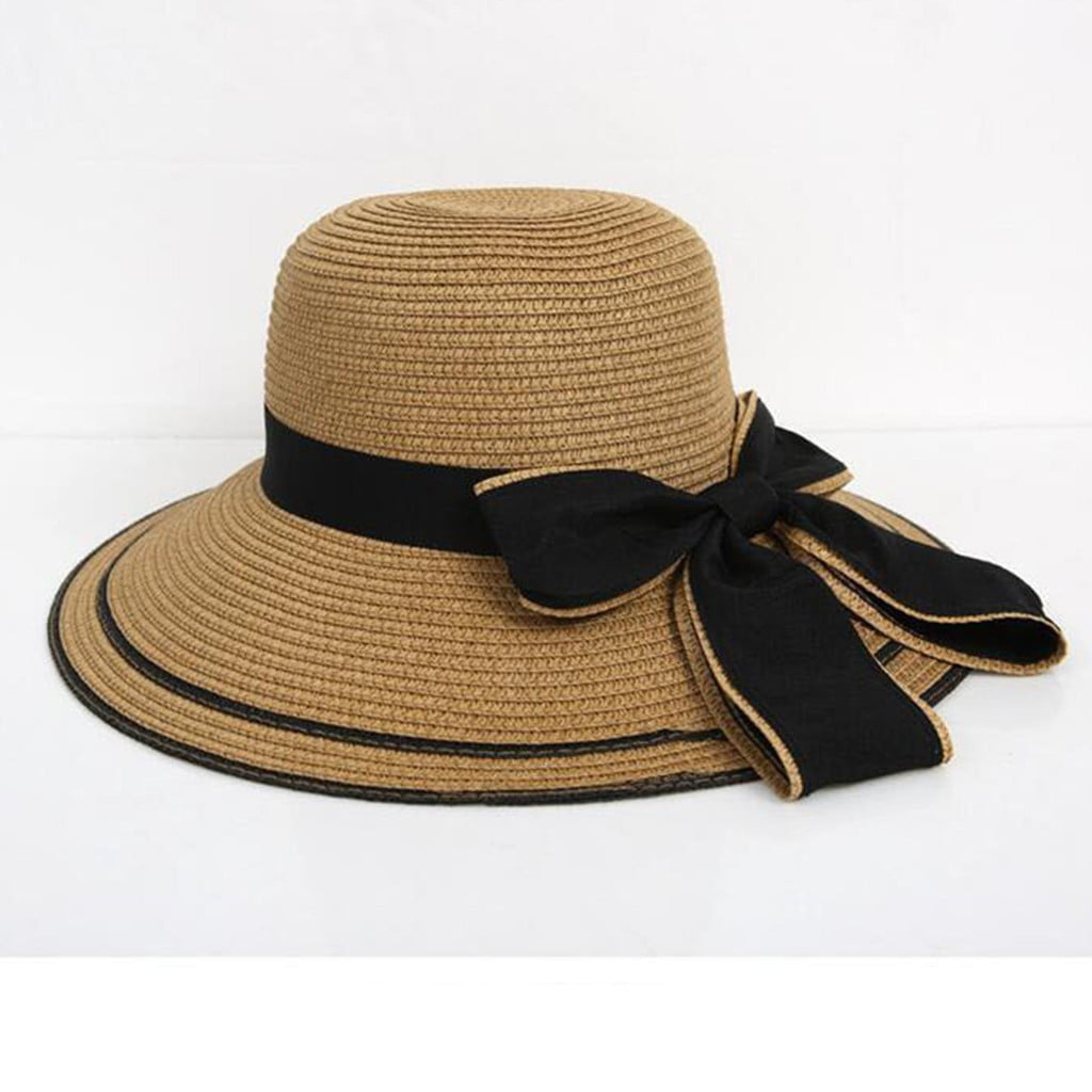 2pcs Women Summer Big Straw Hat Sun Floppy Wide Hats New Bowknot