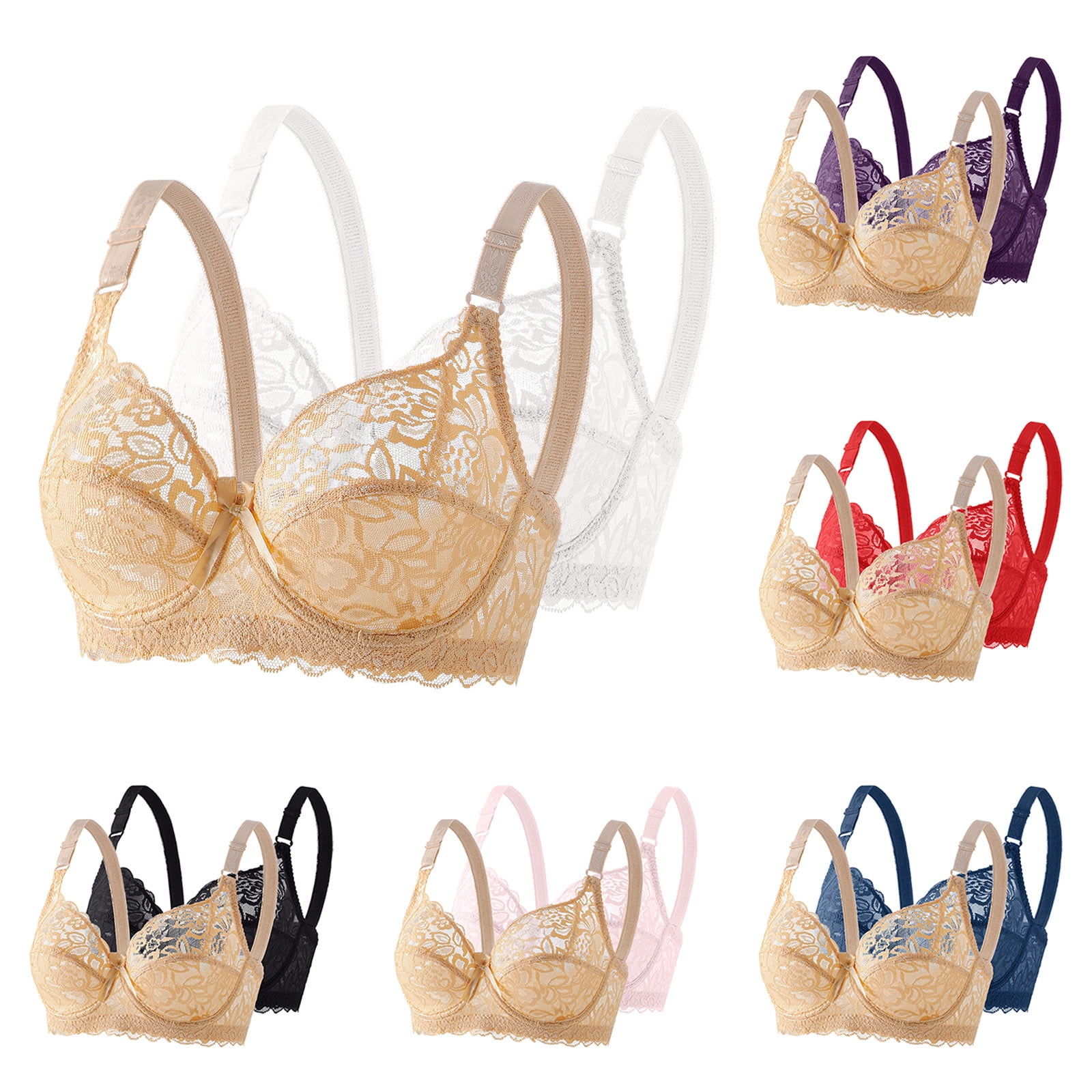 2PCS Women Supportive Sport Daily Bras Everyday Underwear Lightweight ...