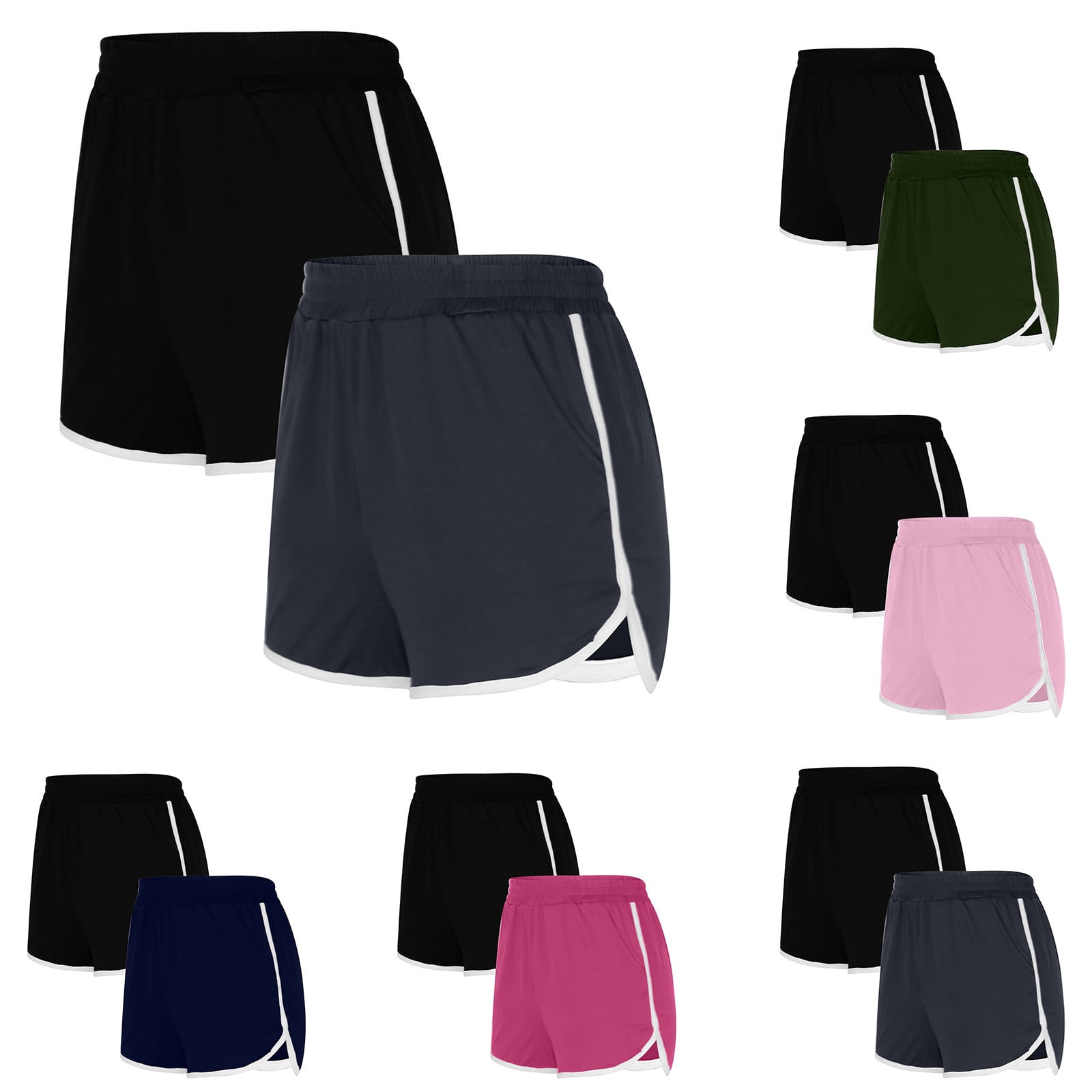 2PCS Women's Gym Shorts Solid Color Shorts For Casual Loose Comfy ...
