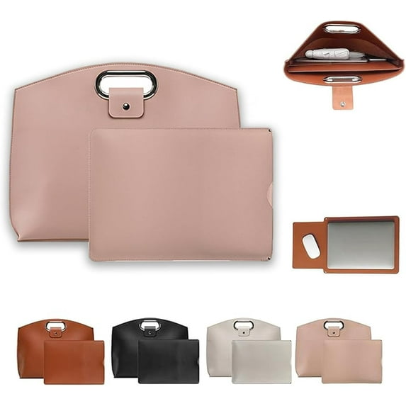 2PCS Women's Laptop Tote Bag Set, 14-16in Handbag Waterproof Leather ...