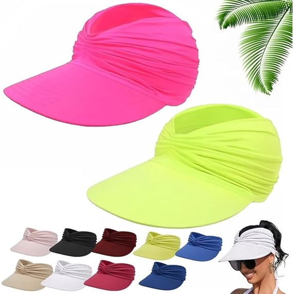 2PCS Women's UPF 50+ UV Protection Wide Brim Sun Visor Hat, Lightweight ...