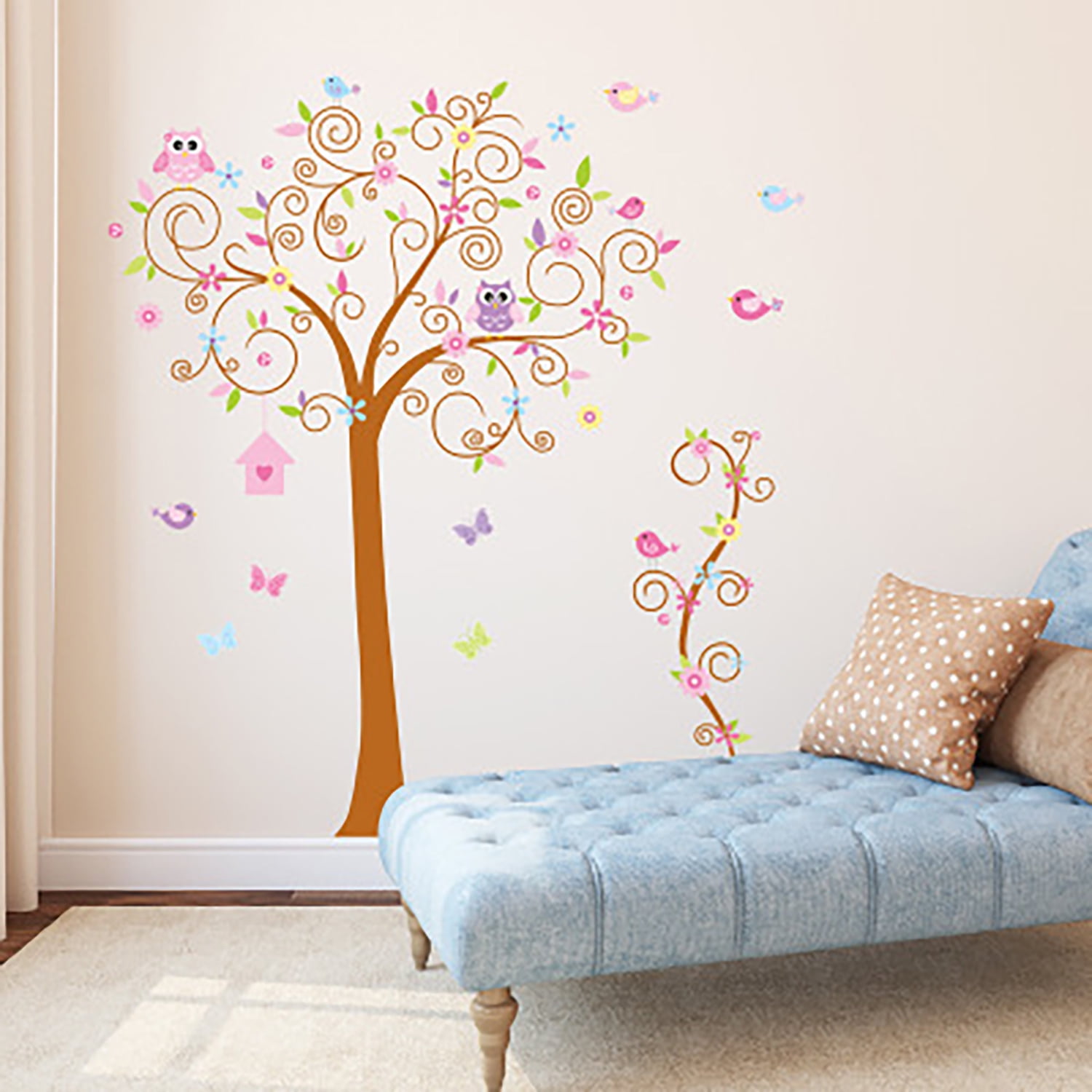 2PCS Wonderful Magical Owl Tree Wall Decal - DIY PVC Transparent Film ...