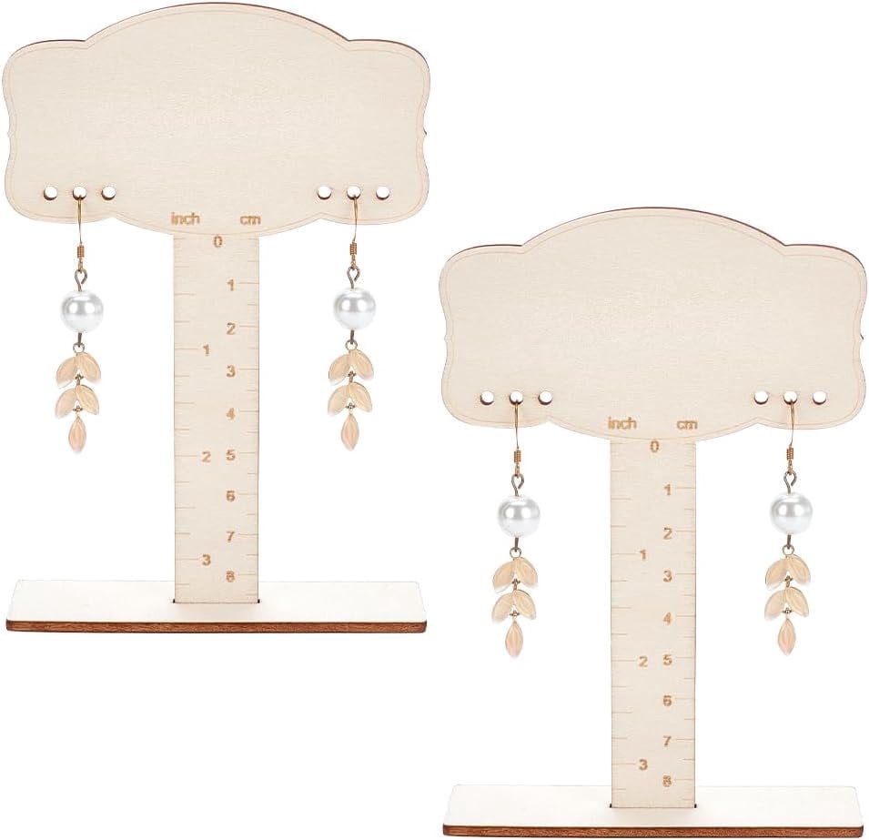 2PCS Wood Standing Earring Measurement Display 1/8 Inch Holes Jewellery ...