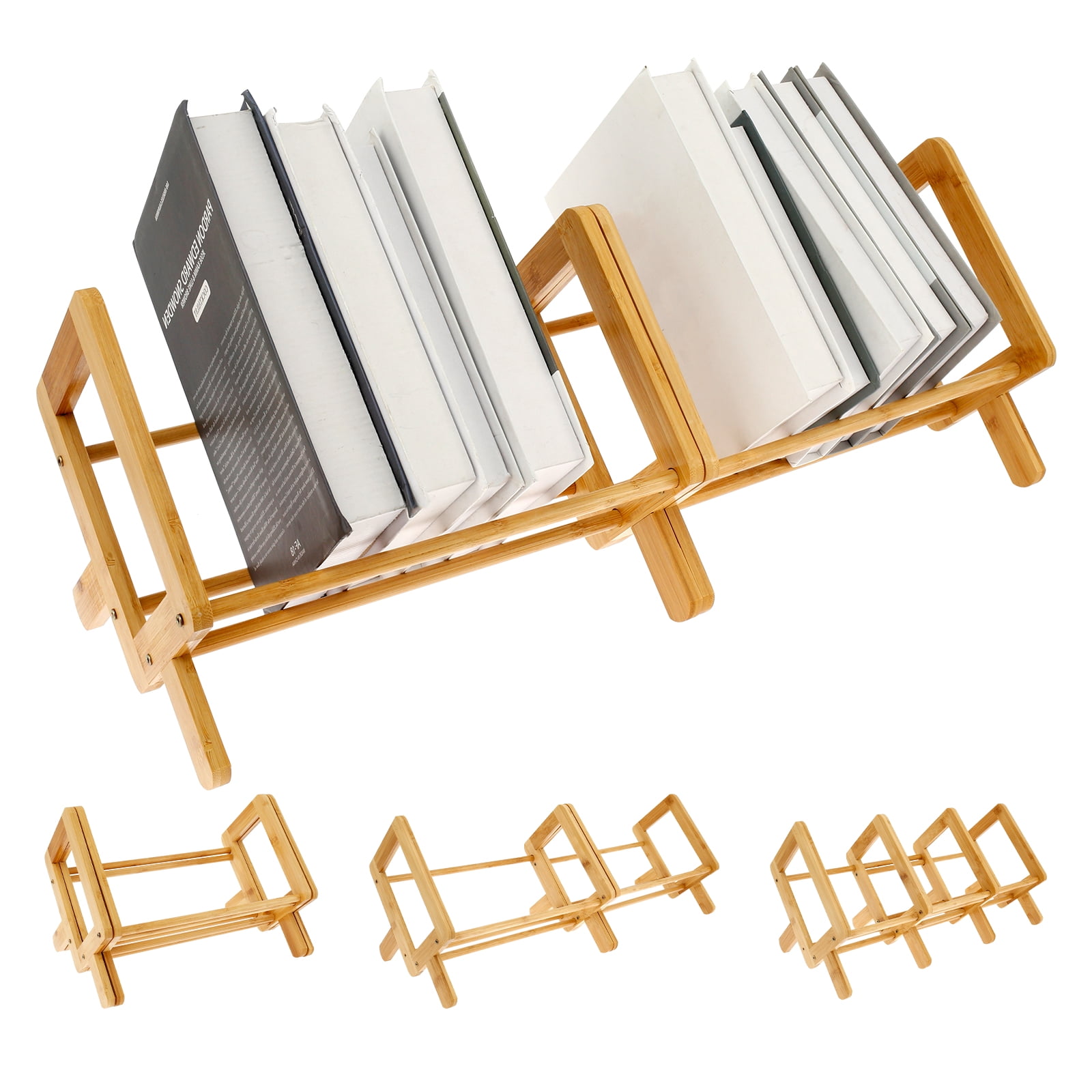 2PCS Wood Tabletop Bookshelf Retractable Thickened Desktop Book ...