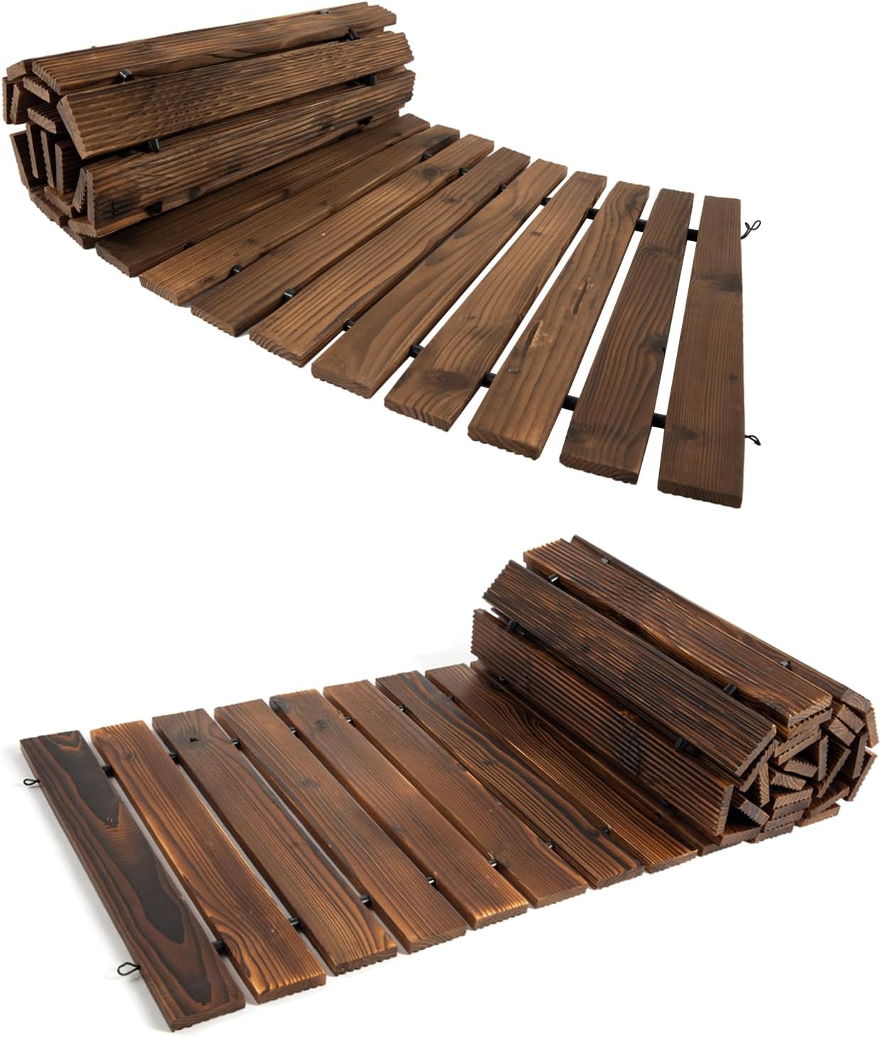 2PCS Wooden Garden Pathway Outdoor Roll Out Walkway with Non-Slip ...