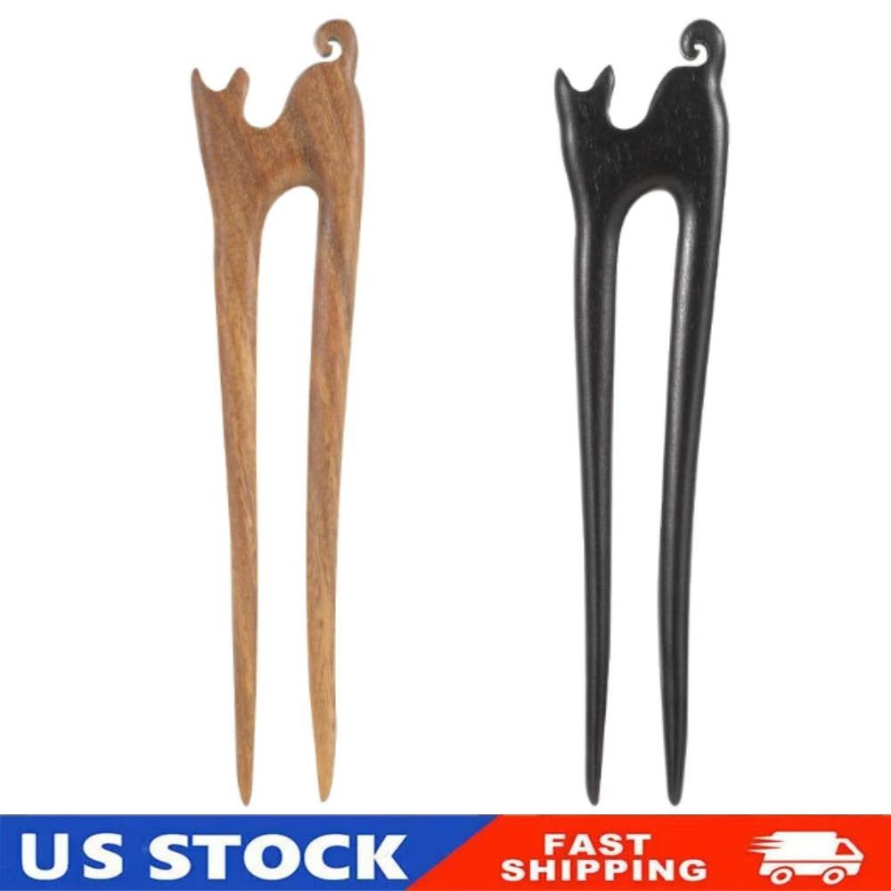 2PCS Wooden Hair Chopsticks French Twist Hair Pin, Women Sandalwood ...