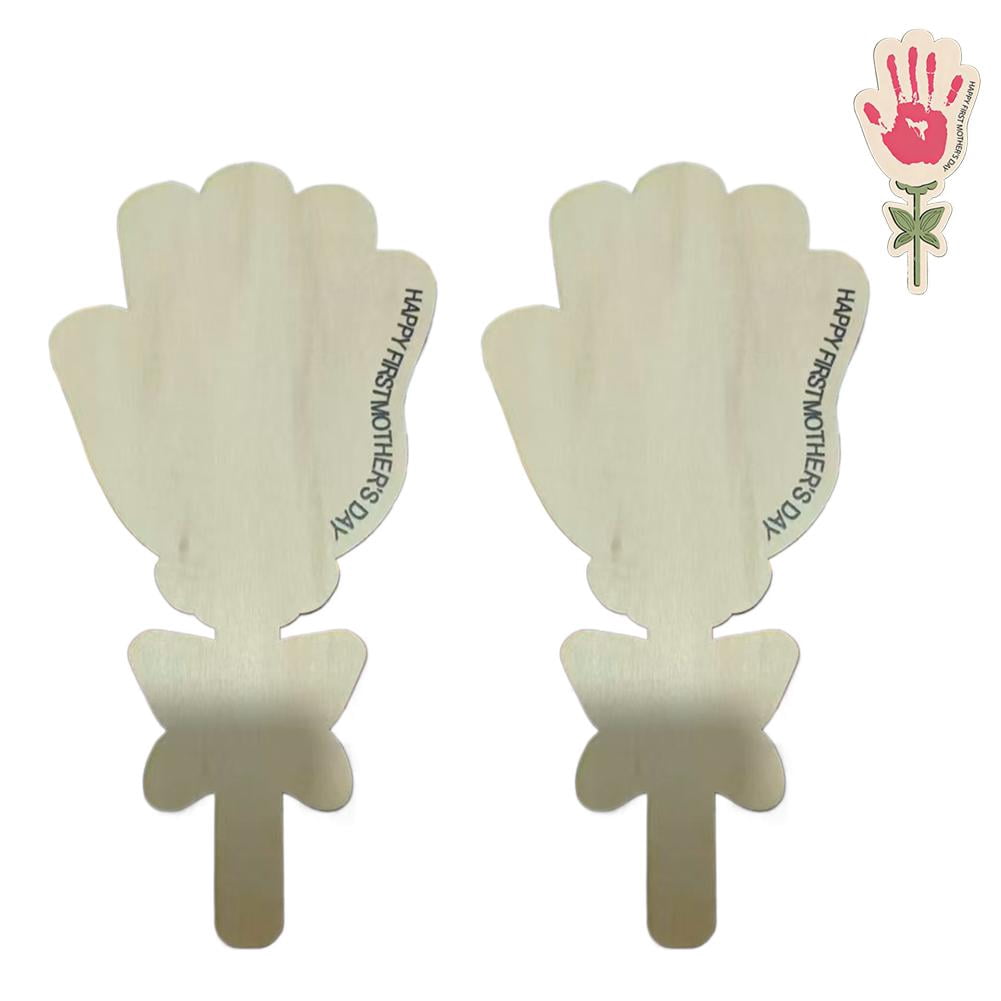 2PCS Wooden Rose Flower Bouquet Handprint Craft Kit - DIY First Mother ...