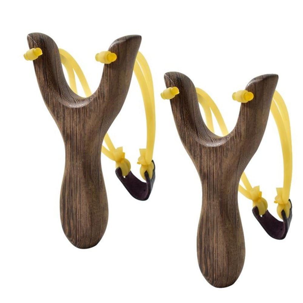 2PCS Wooden Slingshot Toy Solid Wooden Slingshot Resortera with Spare ...