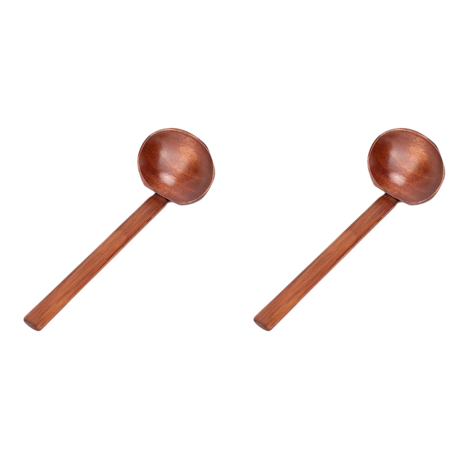 2PCS Wooden Soup Spoons - Extra Long Handle Ramen Spoons for Eating ...