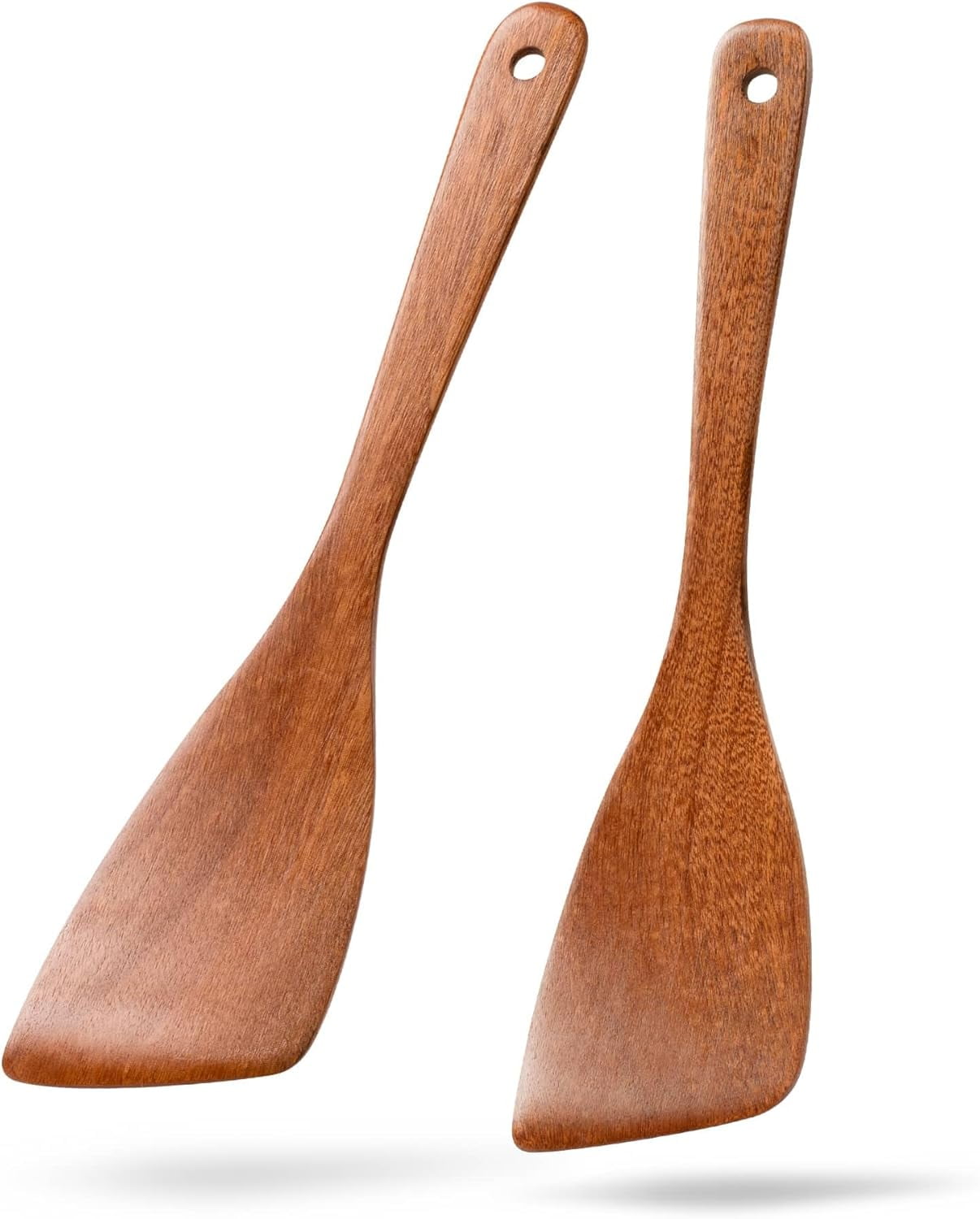 2PCS Wooden Spatulas for Cooking, 12.8 inch Sapele Wood Turners, Non ...