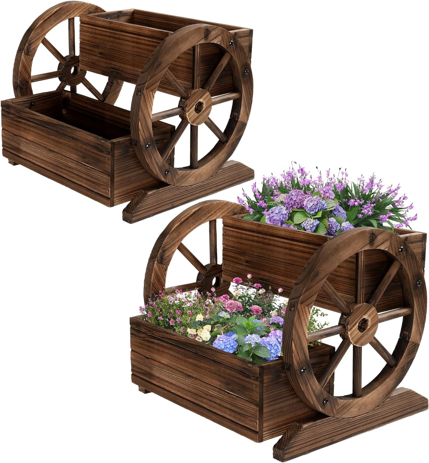 Customer reviews for 2PCS Wooden Wagon Planter Box, Garden Planter with ...