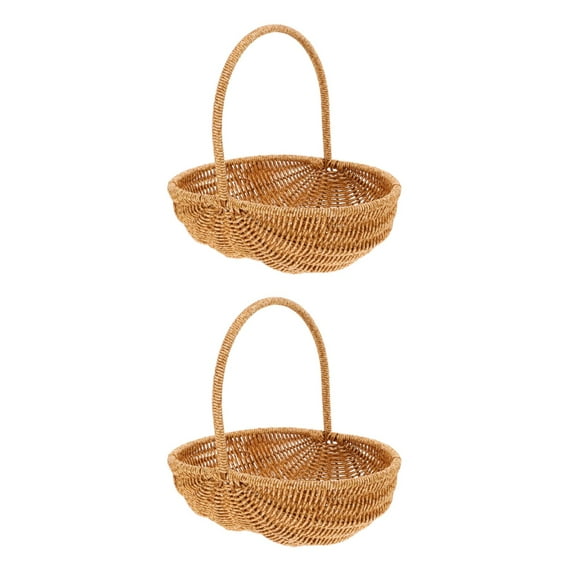 2PCS Woven Bread Basket, Plastic Wicker Fruit Baskets, Imitation Rattan ...