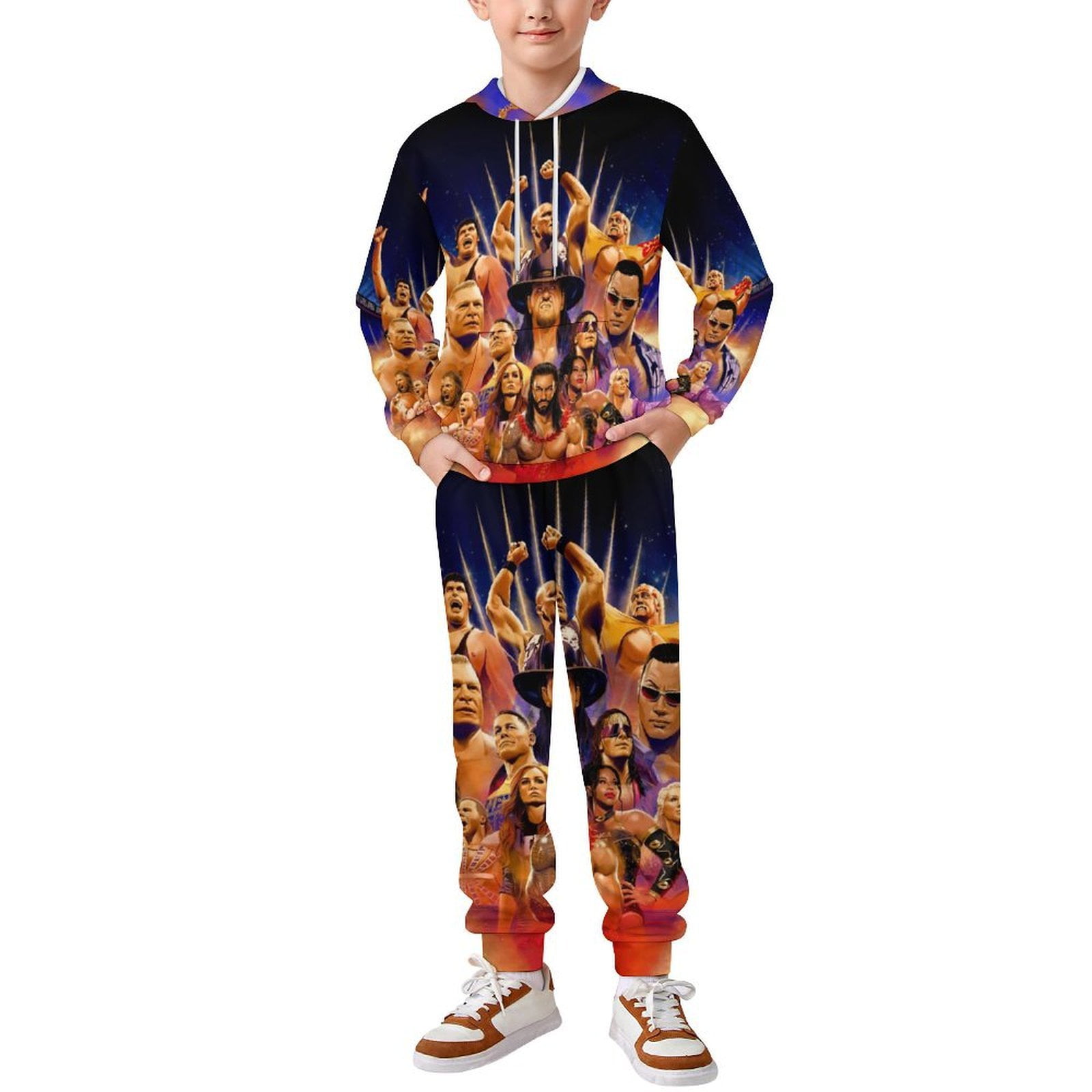 2PCS Wres-Tler-W,W-E Tracksuit Outfit Hoodie Sweatshirt & Jogger Pant ...